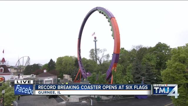 Record-breaking loop roller coaster to open at Six Flags Great America ...